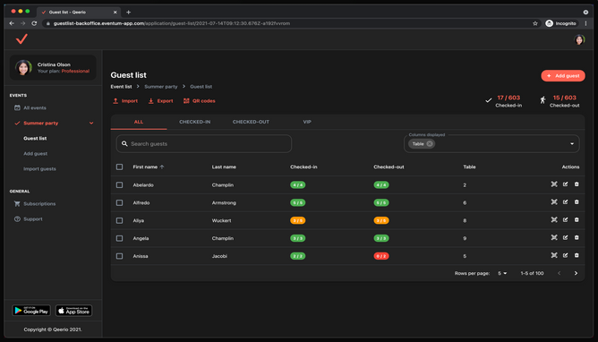 Qeerio | The best guestlist app for your event check-in